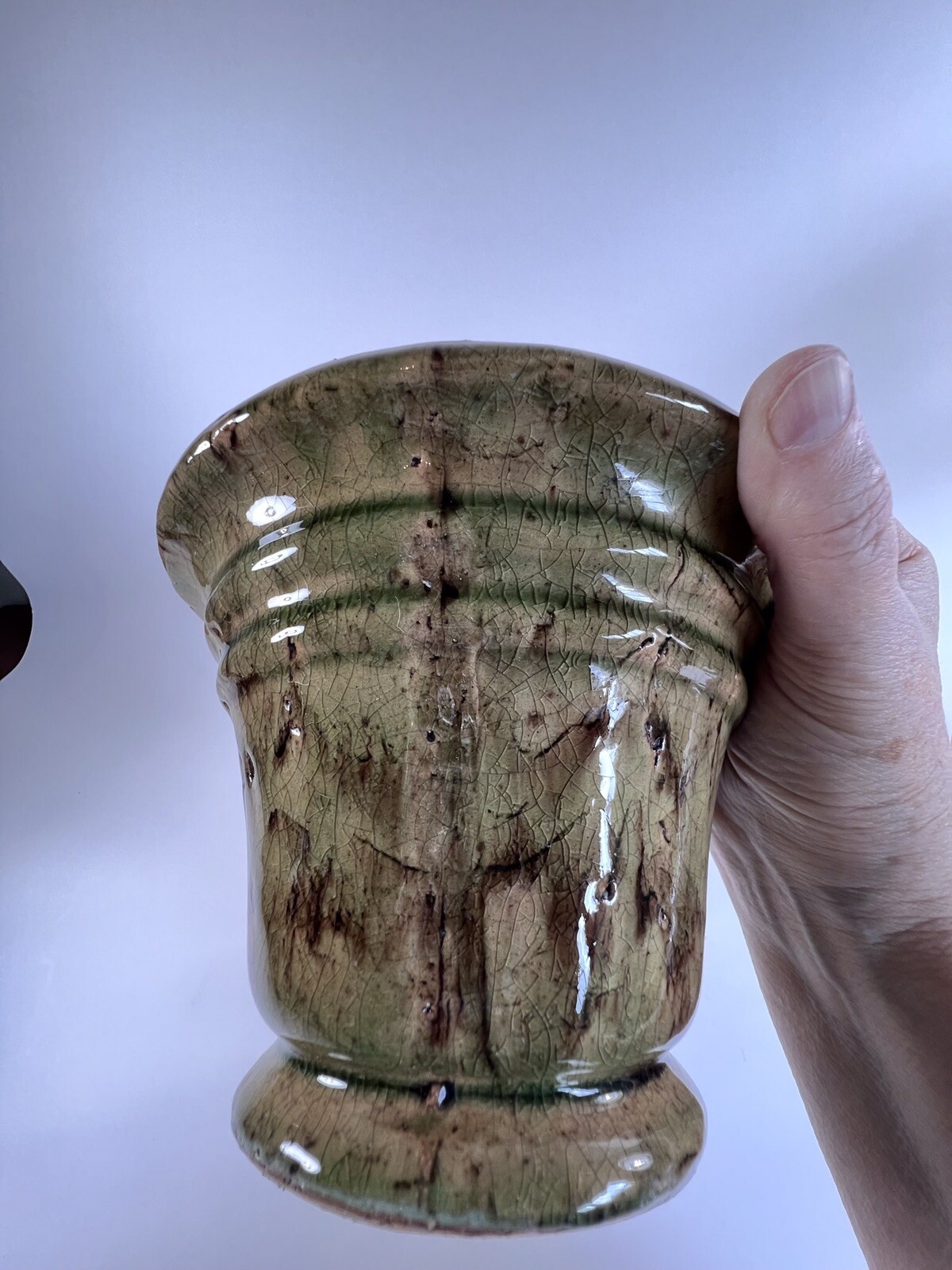 Vintage Hosley TM Pottery Vase Art, Glazed Finish, Brown And Green ...