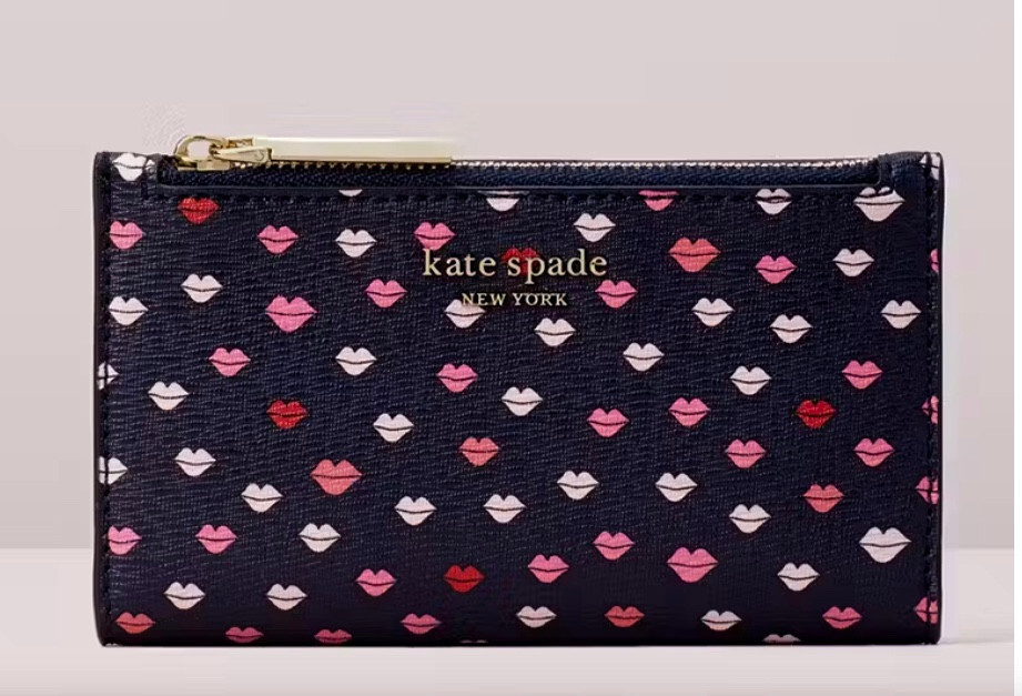ORIG PKG NWT Kate Spade Navy Multi "Covered In Kisses" Small Slim ...