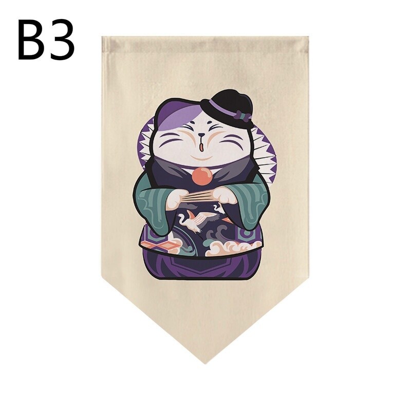 1 PC Japanese Short Noren Curtains Lucky Cat Hanging Flag Room Divider ...