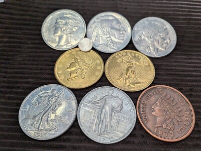 8 Different Vintage 3" Jumbo Metal Novelty Coins 230750 | eBay