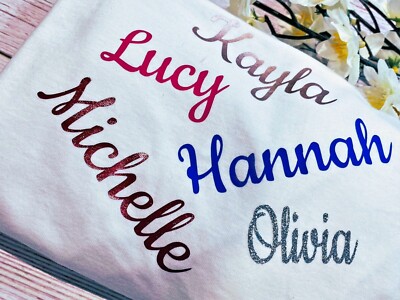 Personalised Iron On Names HTV Vinyl Decals Transfer Fabric Clothes 25 ...