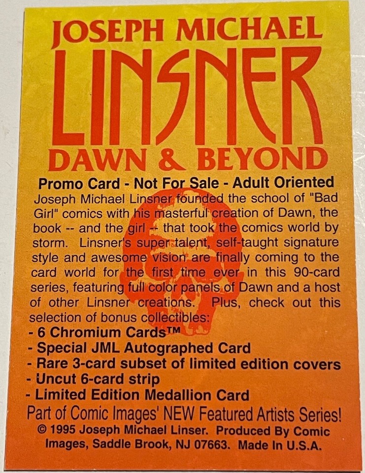 1995 Comic Images Joseph Michael Linsner Dawn & Beyond Promo Card No ...