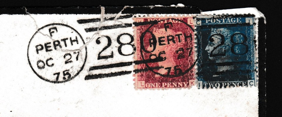 Great Britain Cover 1875 1d Red + 2d Blue Mourning Perth to Switzerland ...