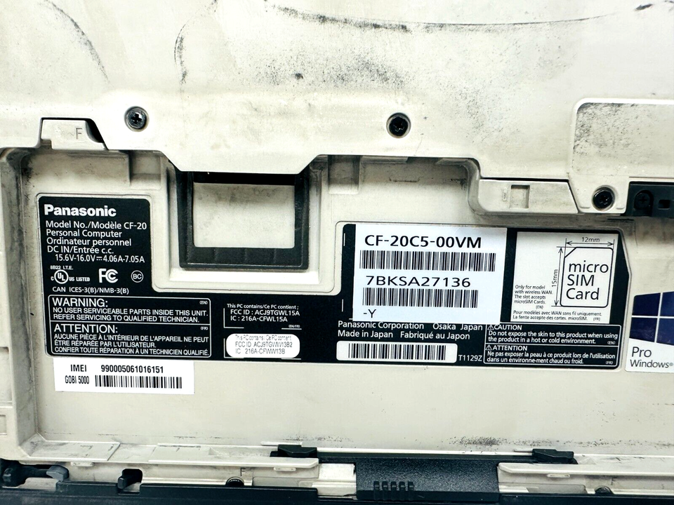 Panasonic Toughbook CF-20 Handheld Tablet / BATTERY INCLUDED / FREE ...