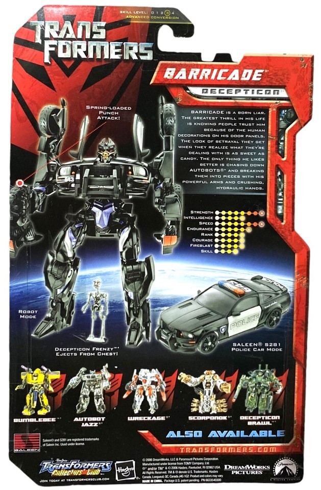 Transformers 2007 Movie Deluxe Class Barricade Action Figure NEW Nice ...