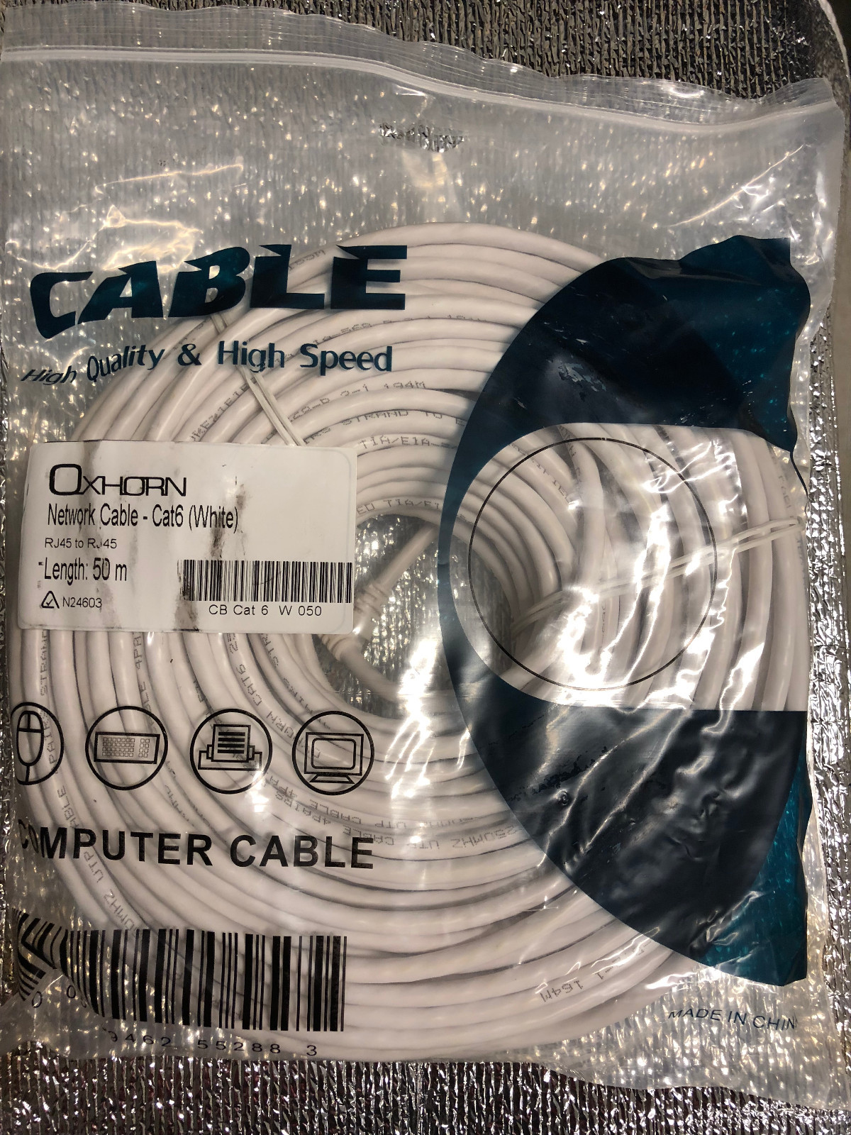 50M WHITE 165FT RJ45 Cat6 LAN Ethernet NBN Network Cable 100m/1000Mbps ...