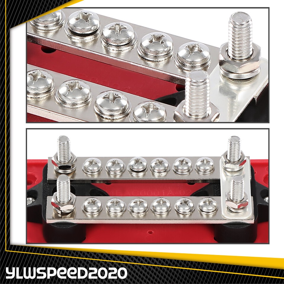 Red 12V Terminal Ground Power Distribution Junction Block Kit Heavy ...