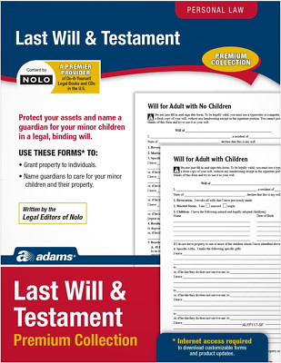 Last Will and Testament Kit with Forms & Instructions, Legal Document ...