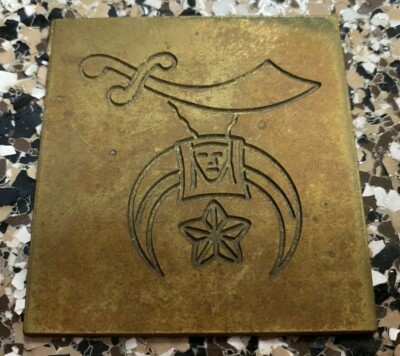 Freemasonry Shriners Emblem Brass Engraving Plate New Hermes Font Tray ...