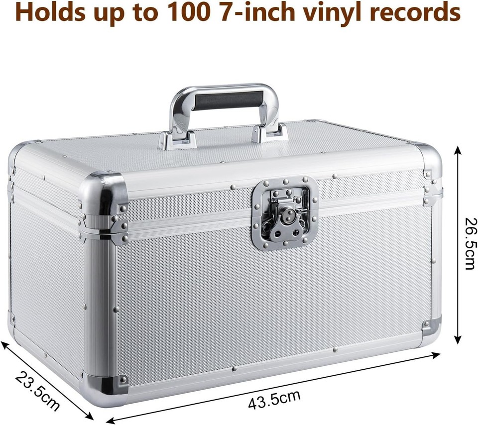 7" Storage Box Singles Vinyl Record Carry Case Tough Strong Holds 200 ...