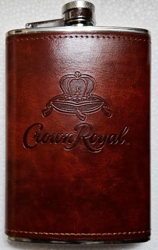 Pair Crown Royal Limited Edition Stainless Steel Leatherbound 8oz Hip ...