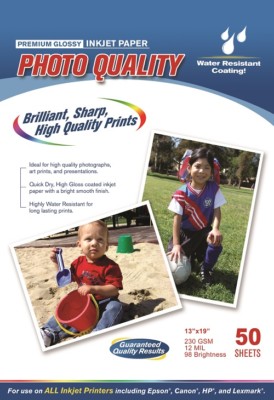 13 X 19 Premium Glossy Photo Paper 230GSM 12MIL 98 Brightness 50 Sheets ...