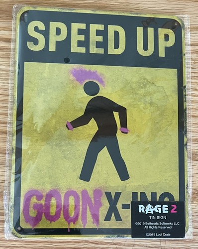 RAGE 2 Speed Up Goon X-ING Tin Metal Wall Hanging Sign New Loot Crate ...