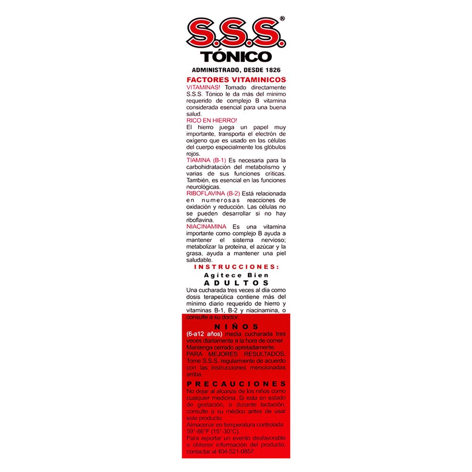 SSS TONIC HIGH POTENCY IRON/B VITAMIN SUPPLEMENT 10oz - | eBay