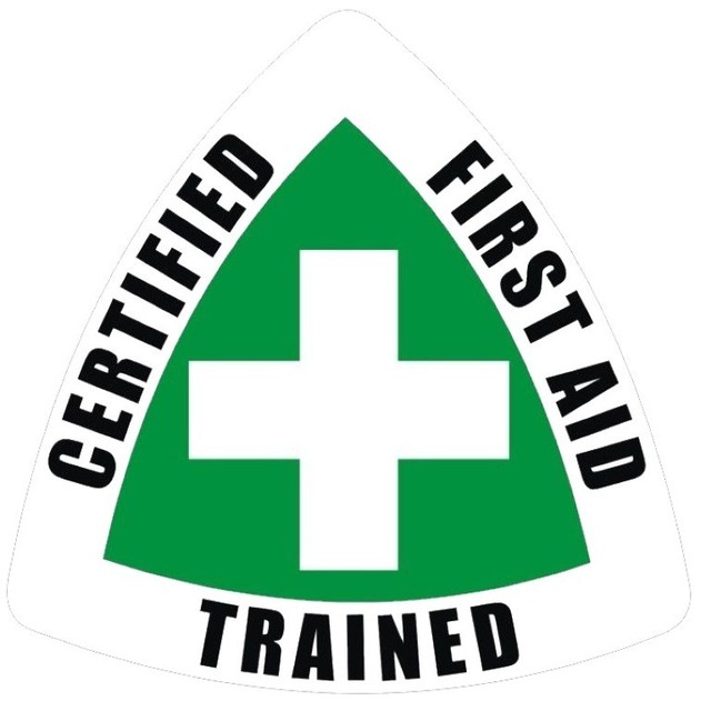 CERTIFIED FIRST AID TRAINED STICKER GREEN ON WHITE | eBay