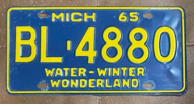 Michigan 1965 WATER-WINTER WONDERLAND License Plate # BL-4880 | eBay