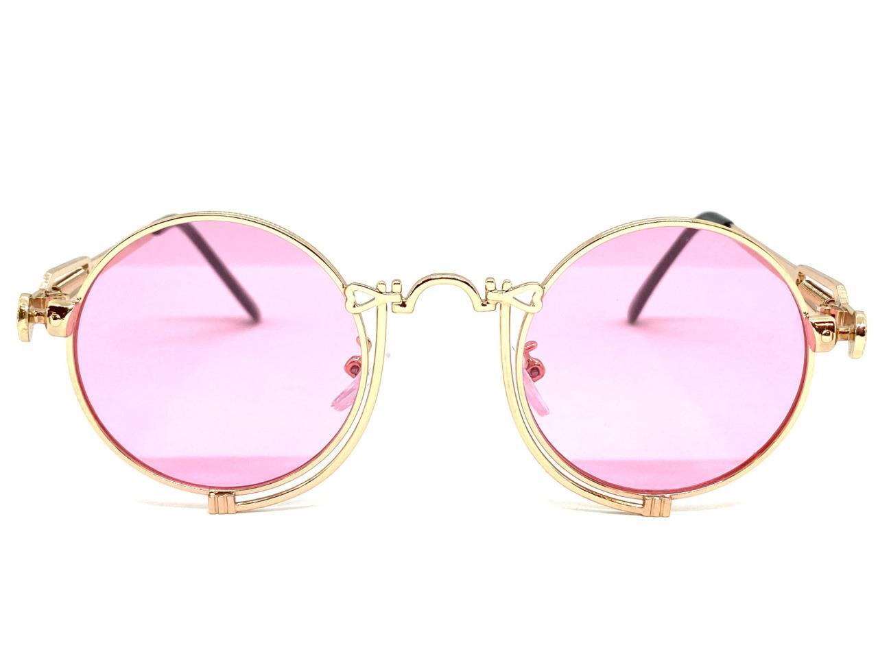 Mens Classic RETRO Modern STEAMPUNK Cyber SUN GLASSES Round Gold Frame ...