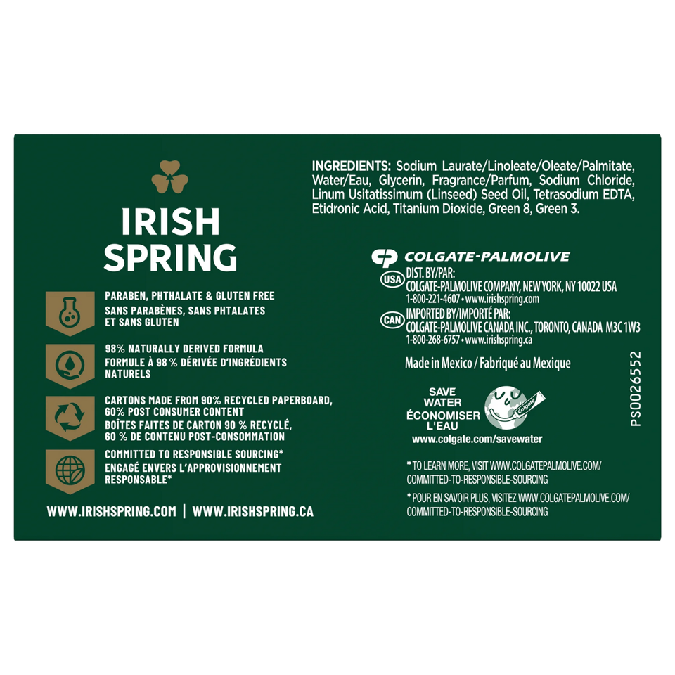 Irish Spring Icy Blast Bar Soap for Men, Mens Bar Soap, 12 Pack, 3.7 Oz ...