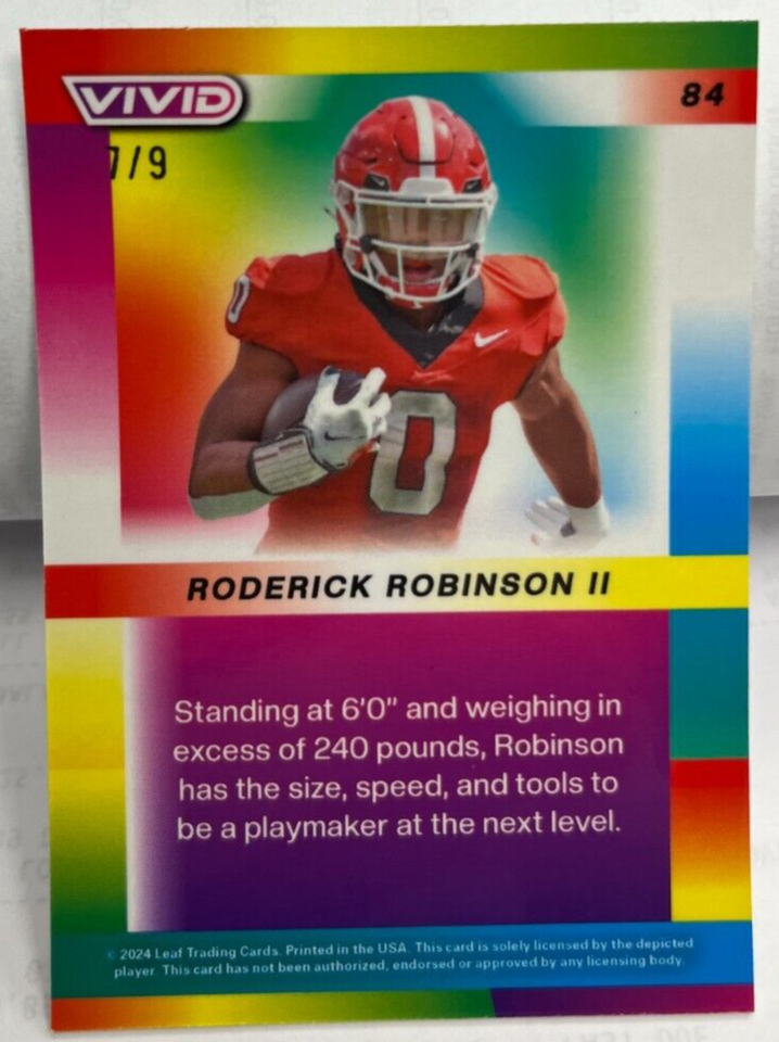Roderick Robinson II 2024 Leaf Vivid #84 GRAY Lava #'d 7/9 - GEORGIA ...