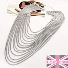 SLINKY DRAPE BIG NECKLACE statement LAYERED LIQUID CHAINS gold/silver ...