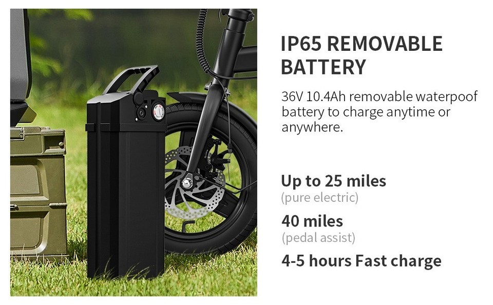 2 Seater Electric Bike 750W Peak 14" Mini Commuter Foldable E Bike ...