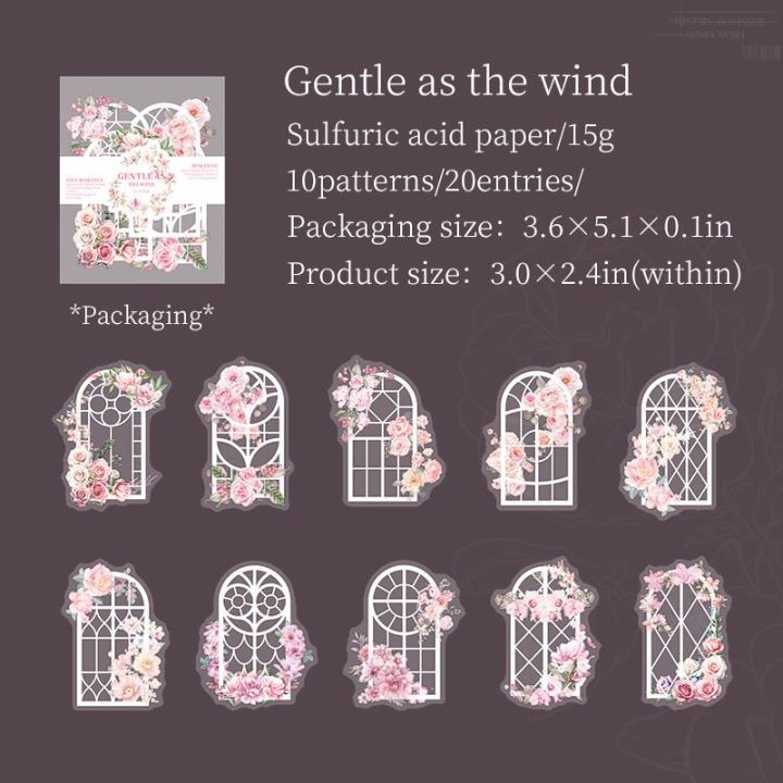 Window Frame Flower Stickers Translucent Paper 20PCS Scrapbooking Paper ...