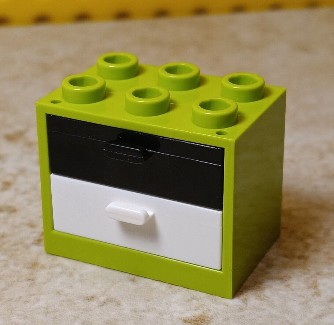 LEGO Dresser 2 Drawer Lime Green Black Drawer White Nightstand Side ...