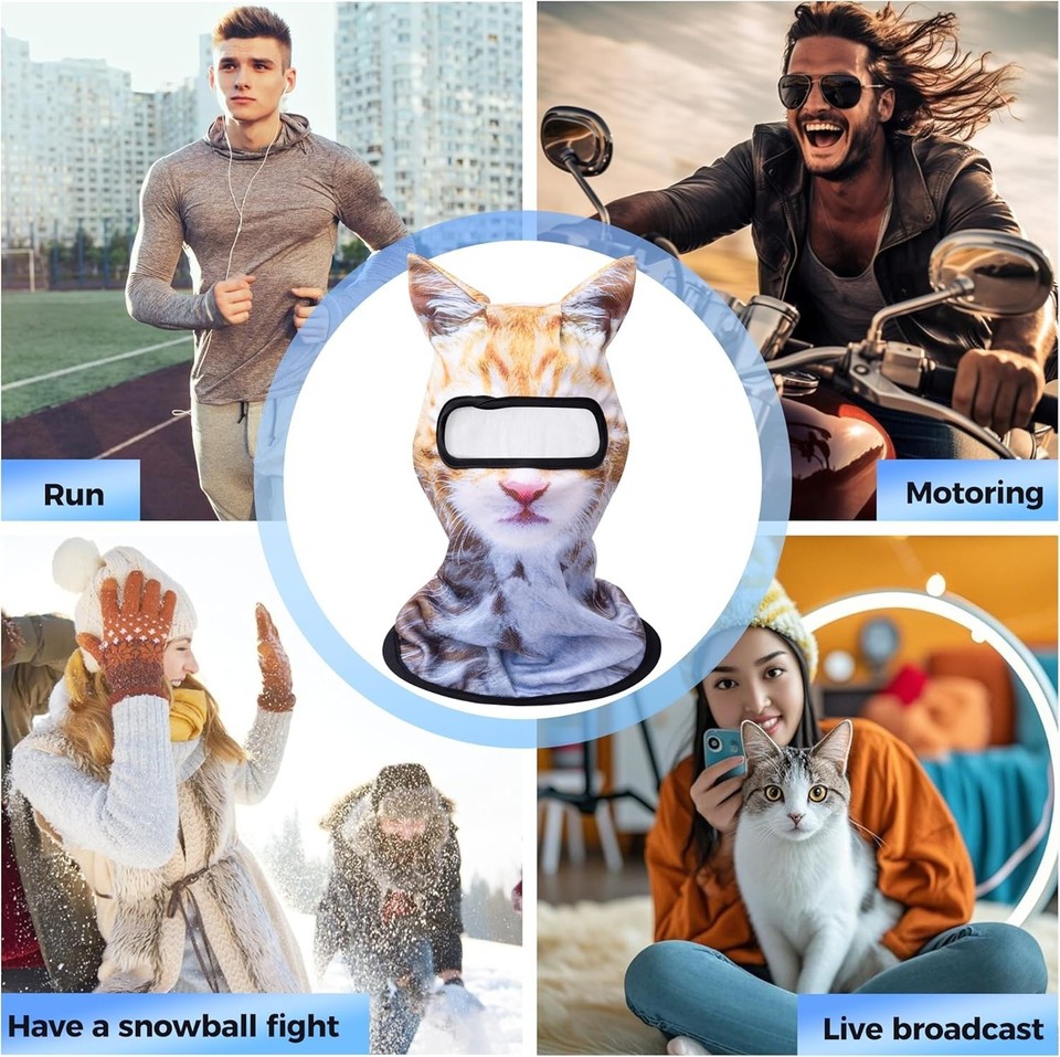 3D Cat Ski Mask with Ears Funny Animal Balaclava Shiesty Face Mask for ...