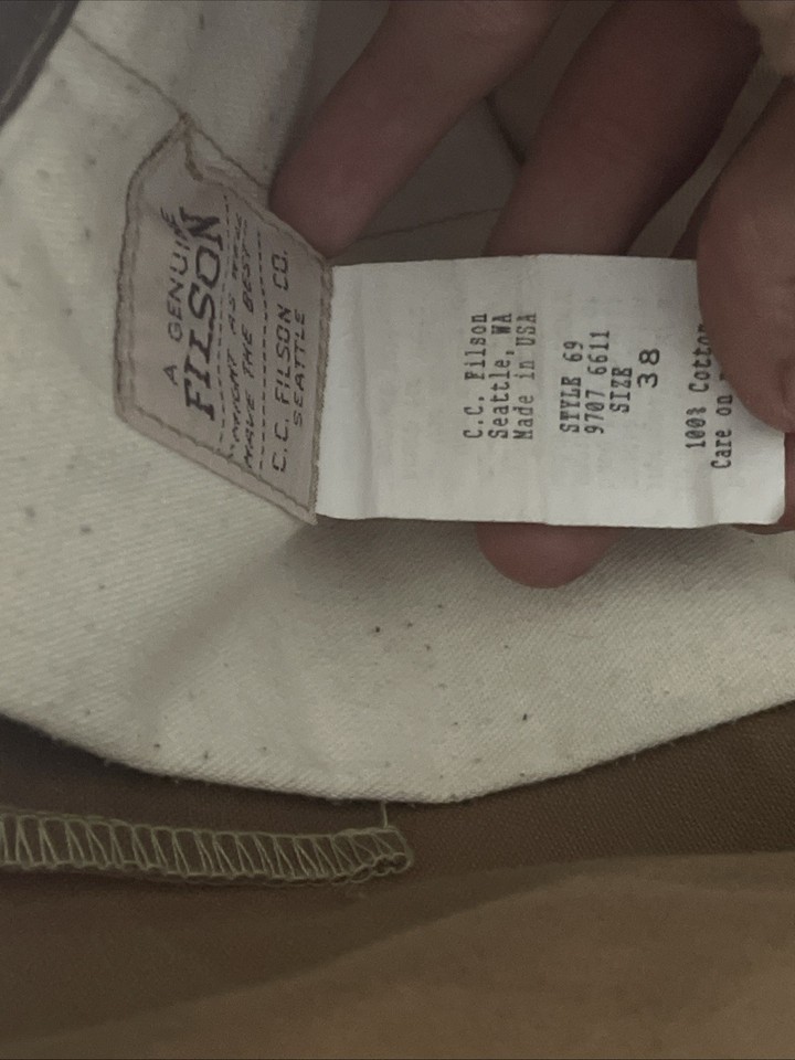 Vintage Filson Tin Pants / Oil Finish Tin Cloth Pants size 38 Style 69 ...