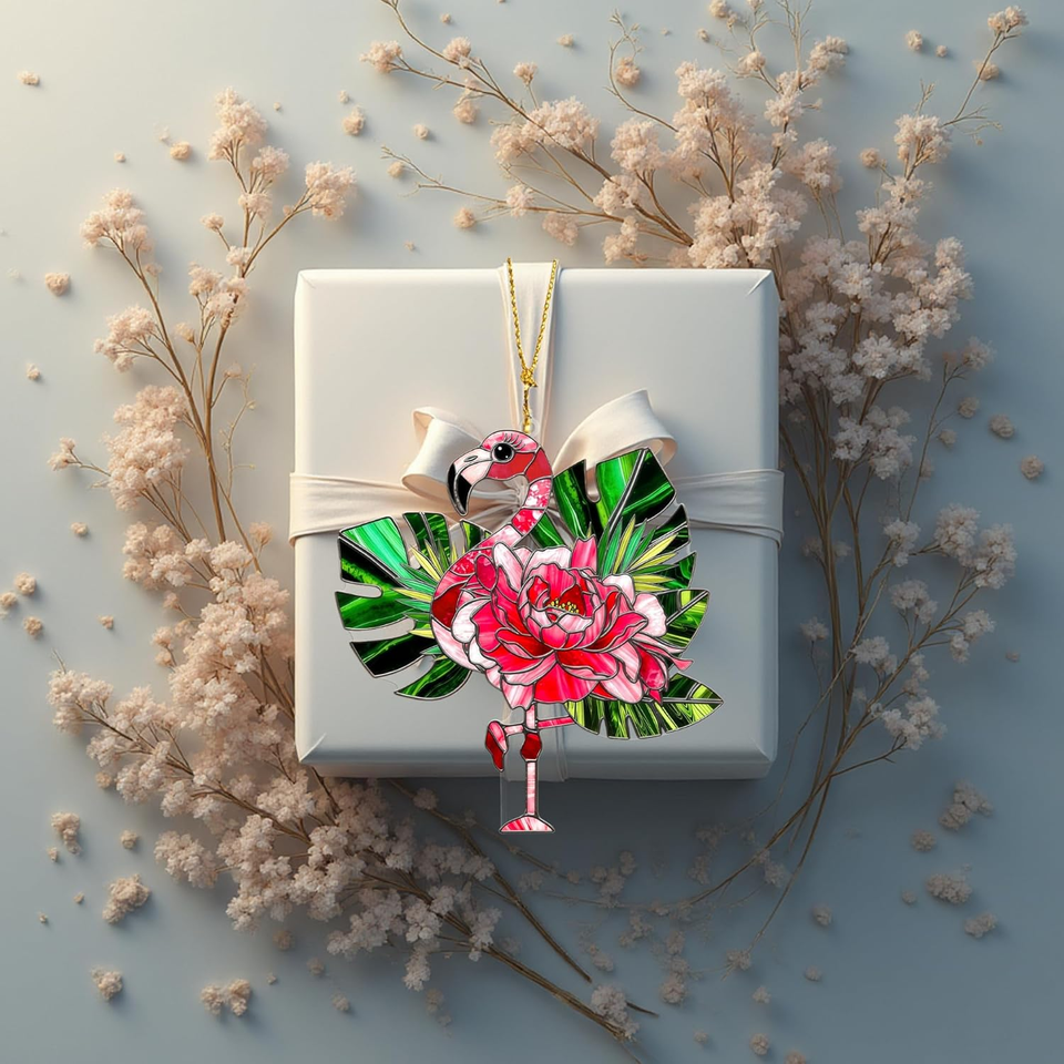 Flamingo Acrylic Window Hanging Ornament with Story Card, Pink ...