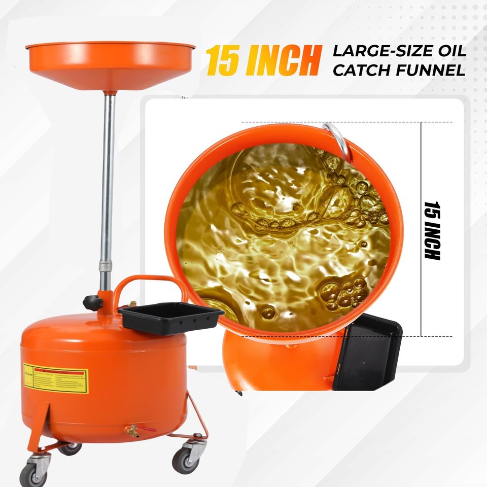 8/20 Gallon Oil Drain Container,Portable Waste Oil Drain Tank w/Wheels ...