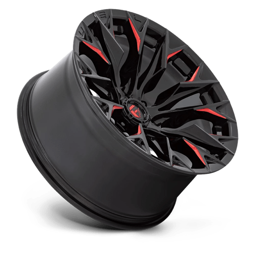 24X12 Fuel 1PC D823 FLAME 5X5.0 -44MM GLOSS BLACK MILLED WITH CANDY RED ...