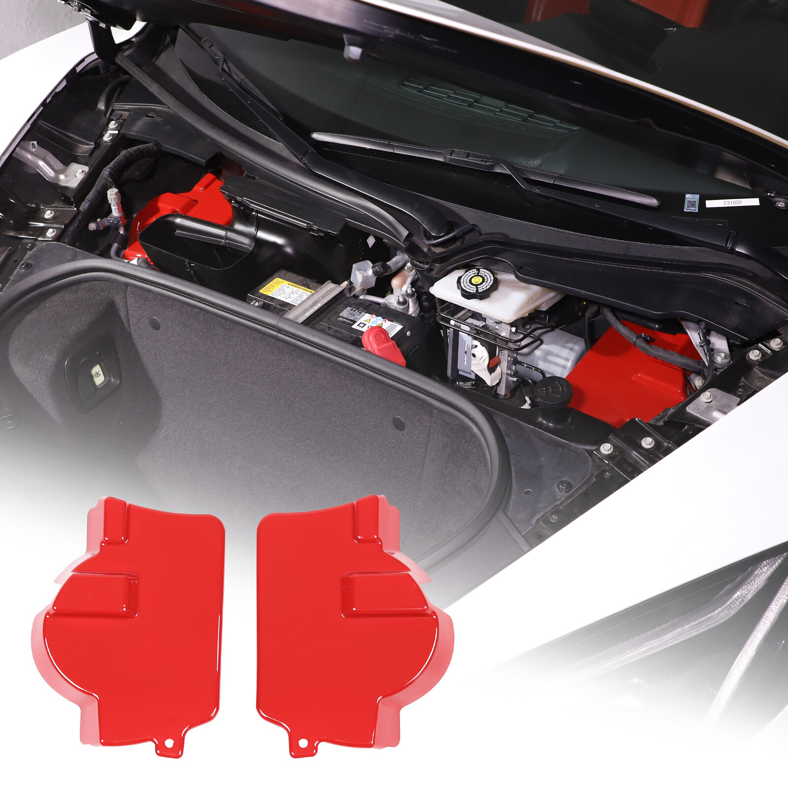 Red ABS Front Strut Shock Tower Cover With Mag Ride For Corvette C8 ...