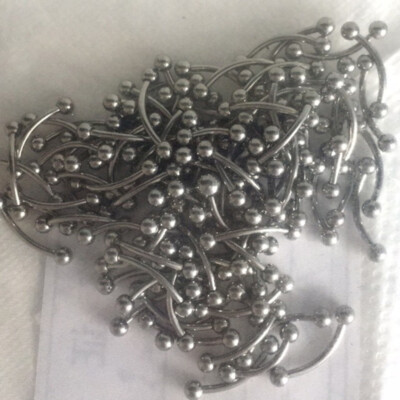 100Pcs 16G Eyebrow Lip Labret Body Piercing Rings Bar Ear Tragus Curved ...