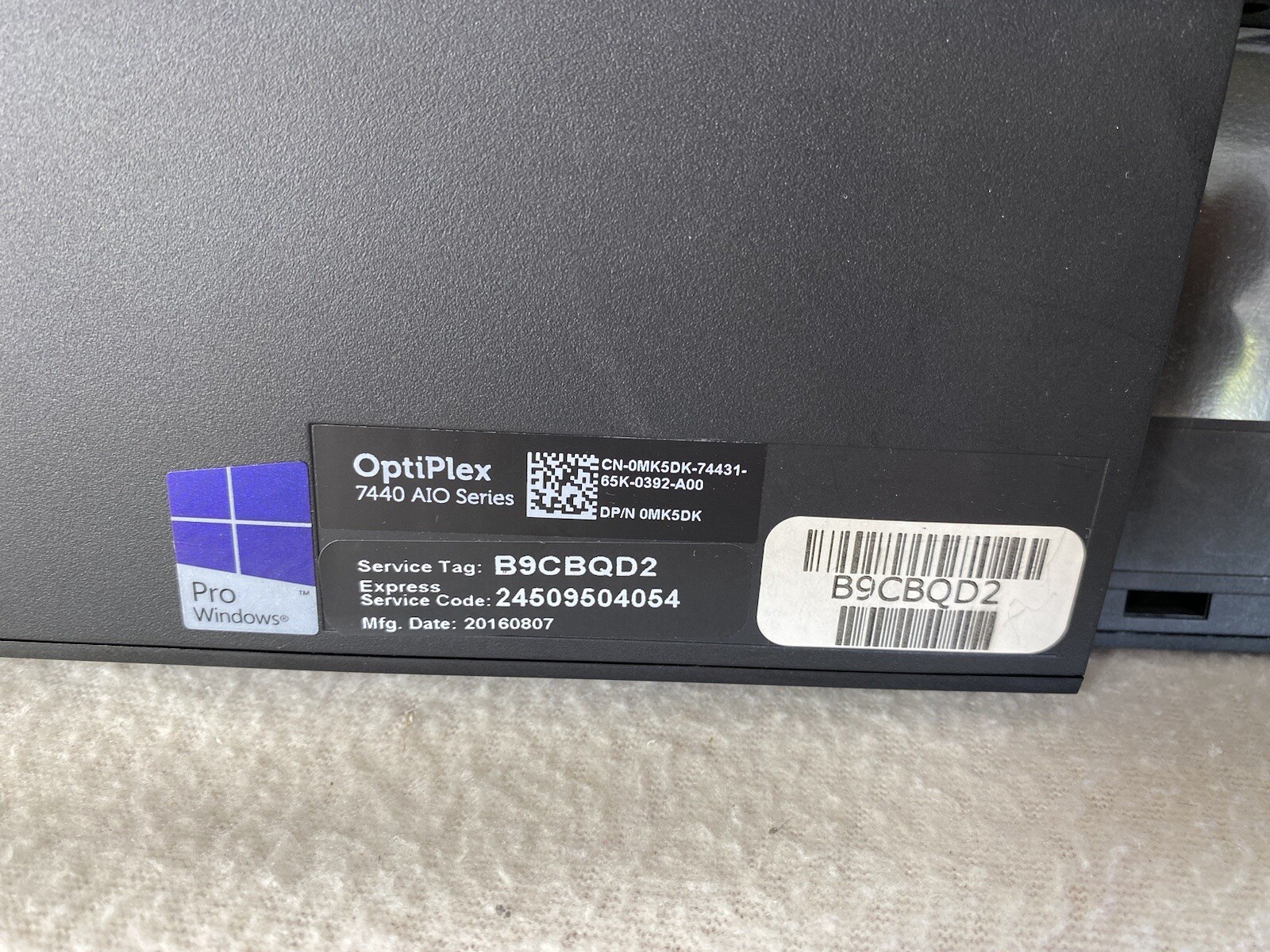 Dell OptiPlex 7440 AiO 23.8" Intel i5-6500 3.2GHz 8GB 256GB SSD WIN 11P ...