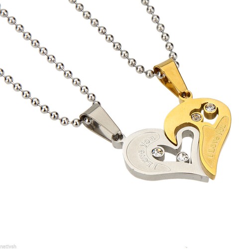 Valentine's Stainless Steel Lover Couple Necklace I Love You Heart ...