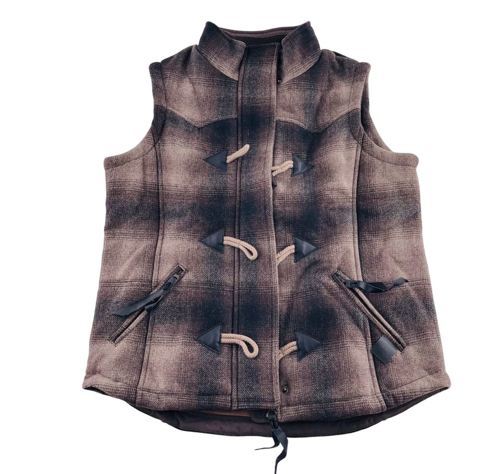 STS Ranchwear Plaid Vest With Toggle Closures & Pockets Women's size ...