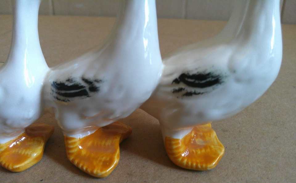 Goebel West Germany 4 Geese Figurine Porcelain Crazed Family Row | eBay