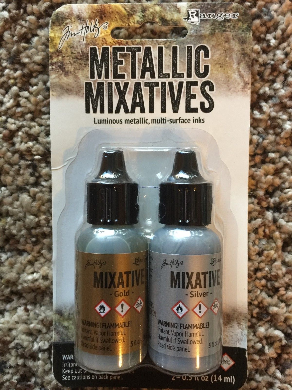 Tim Holtz® Alcohol Ink Metallic Mixatives, Gold & Silver 21247- New | eBay