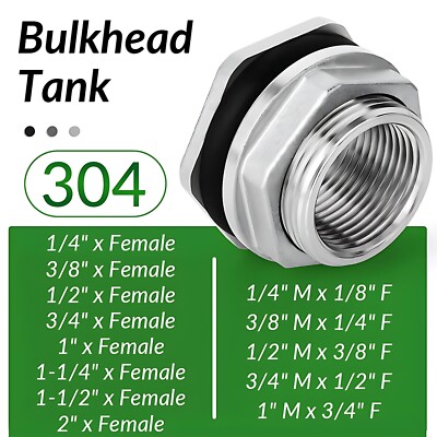 Tank Bulkhead Fitting Connector Male/Female Water Tanks Connector 304 ...
