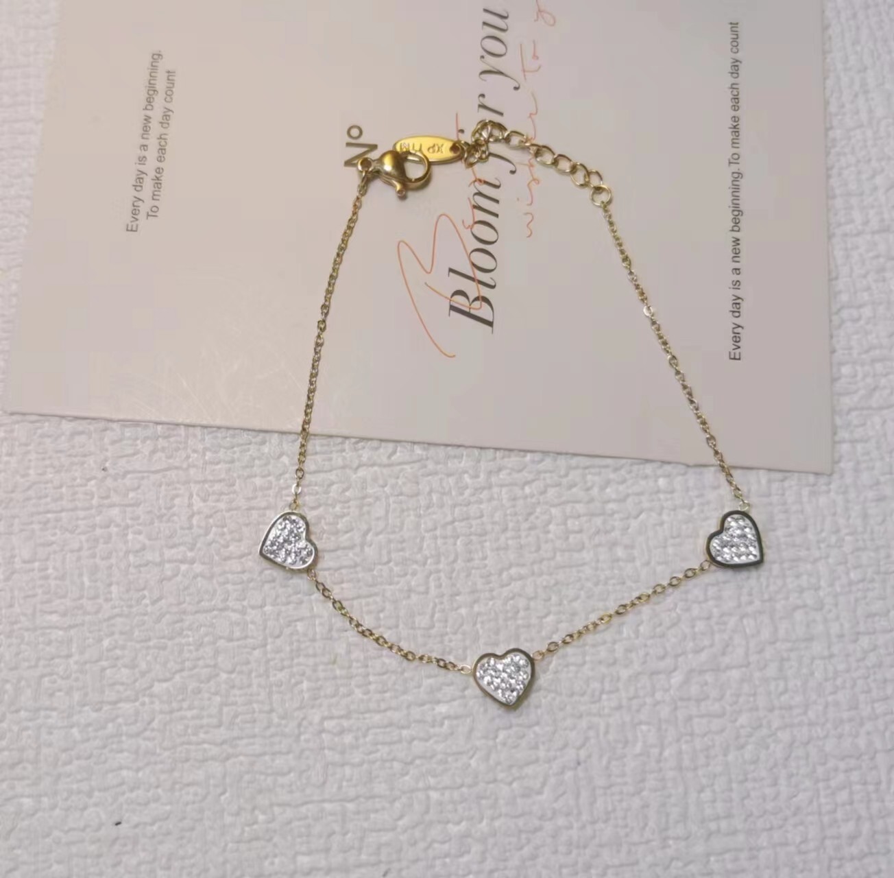 Gold Heart Love Crystal Dics Bracelet Chain Bangle Birthday Gift ...