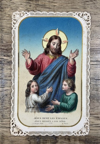 VINTAGE Holy Card PRAYER Canivet LACE TURGIS #1004 JESUS BENIT LES ...