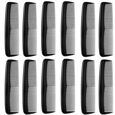 5" Black Hair Comb Pocket Size Plastic Flexible Unbreakable Comb, 12 ...