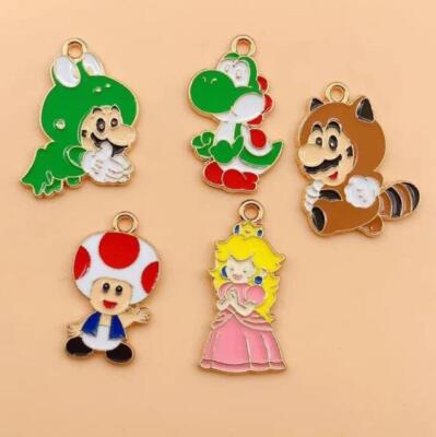 New 50 PCS Mixed Cartoon Mario Enamel Charms Metal Pendants DIY Jewelry ...