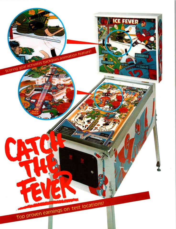 Ice Fever Pinball Machine FLYER Original 1985 Vintage Art Sports Hockey ...