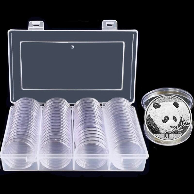 Plastic 40mm Coin Holder Capsule Storage Case Display Box Adjustable ...