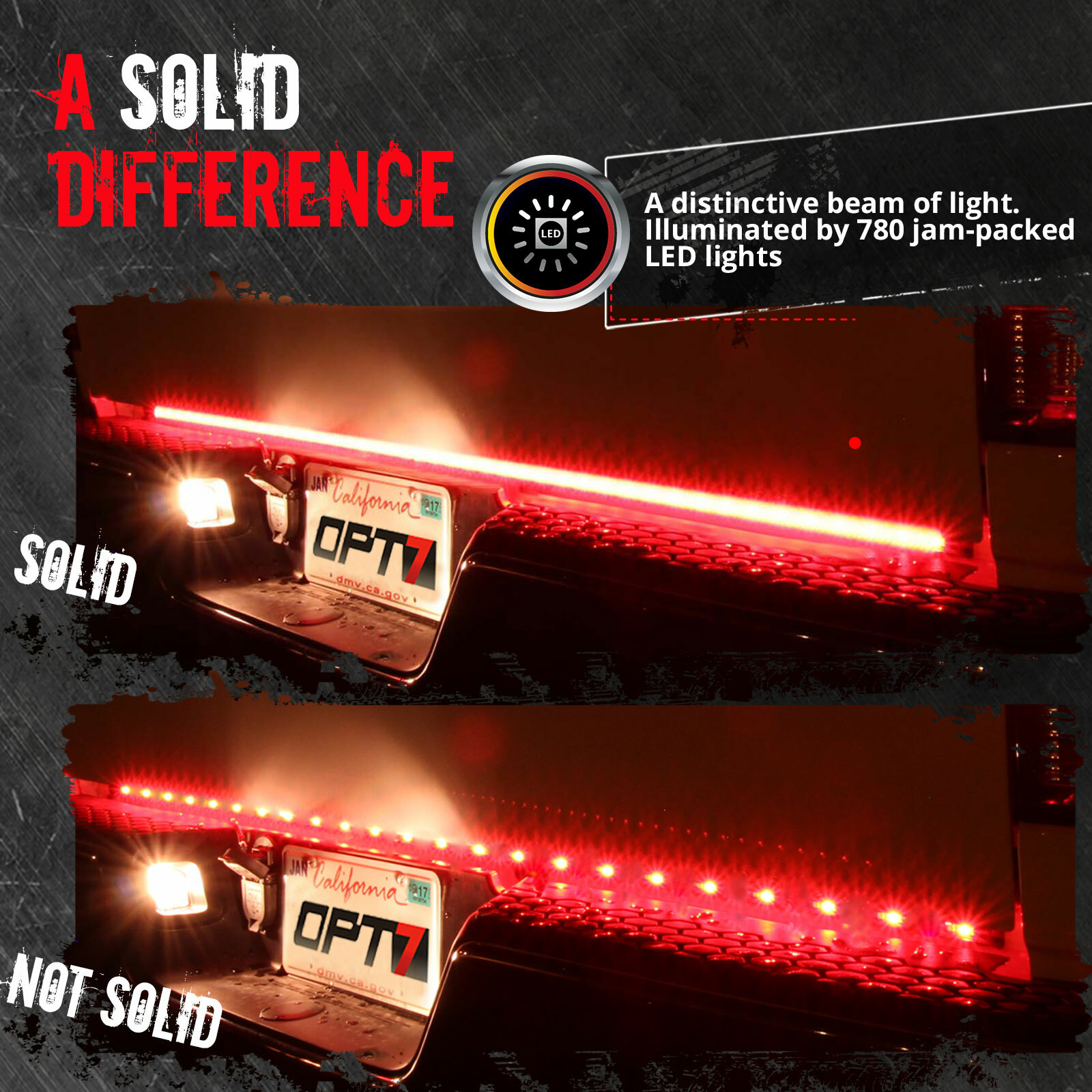 OPT7 Redline 48"TRIPLE LED Tailgate Light Bar Sequential Turn Signal ...