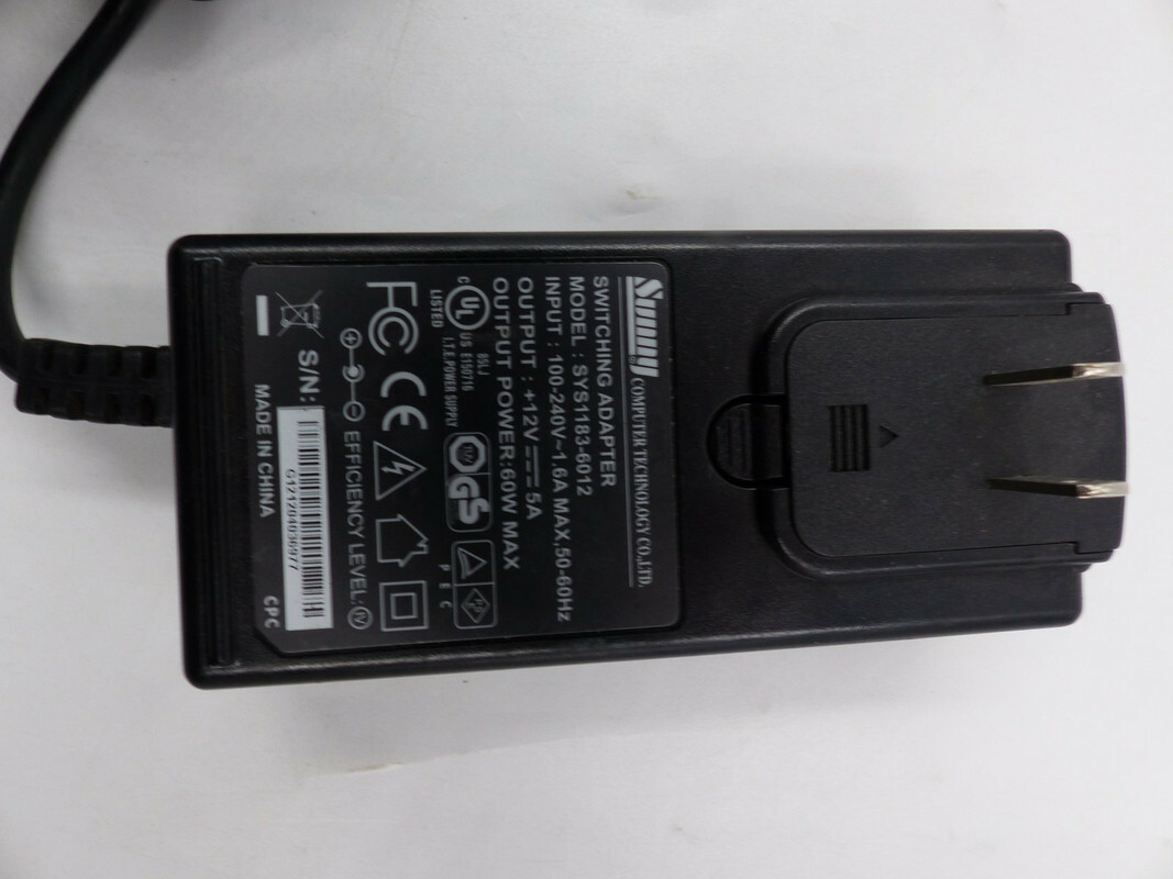 SUNNY SWITCHING ADAPTER SYS1183-6012 INPUT 100-240V OUTPUT 12V for sale ...