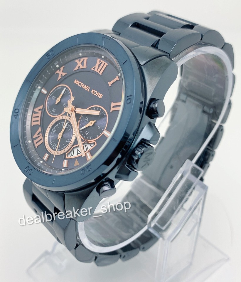 Michael Kors MK8610 Blue Brecken Chronograph 44mm Quartz Men's Wrist ...