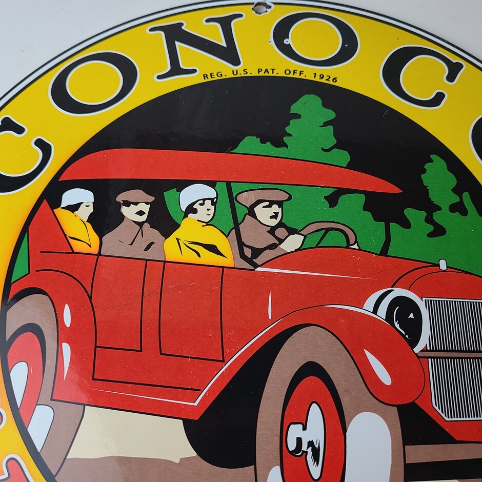 Vintage Conoco Gasoline Porcelain Sign - Automobile Gas Service ...